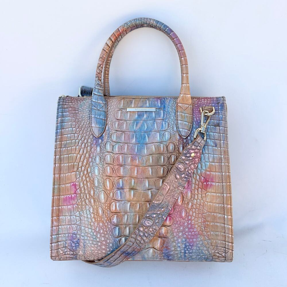 Brahmin Caroline Courage Orange Rainbow Crossbody Mel… - Gem